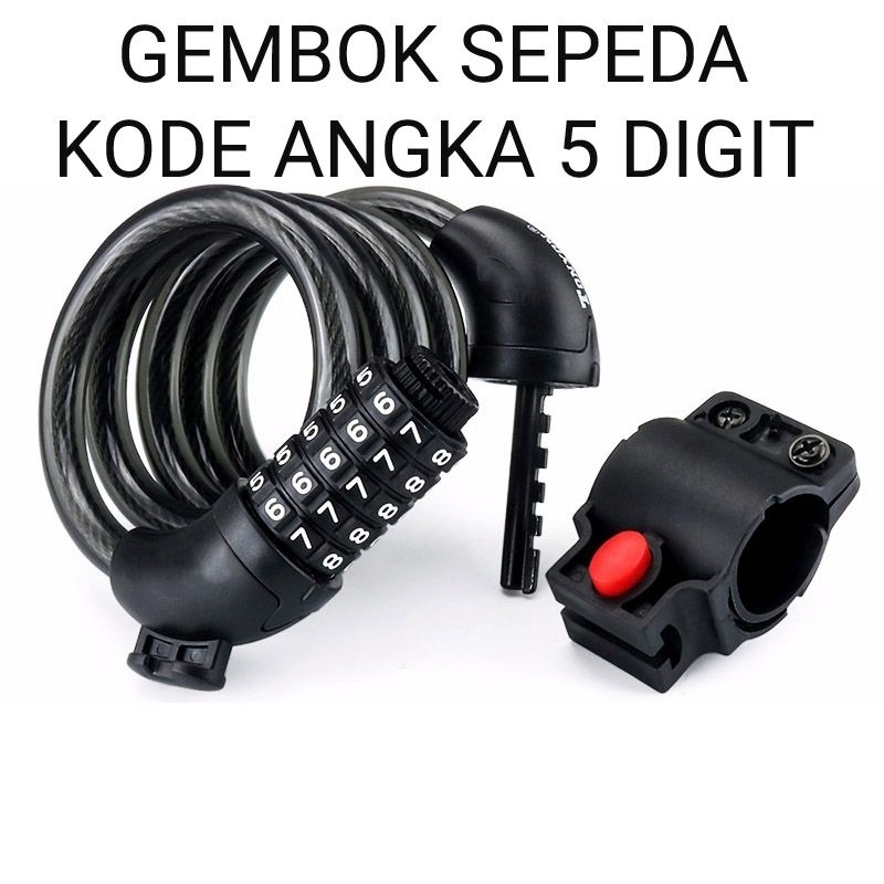 Jual Gembok Sepeda TaffGUARD SJ008 Spiral Kombinasi Kode Angka 5 Digit ...