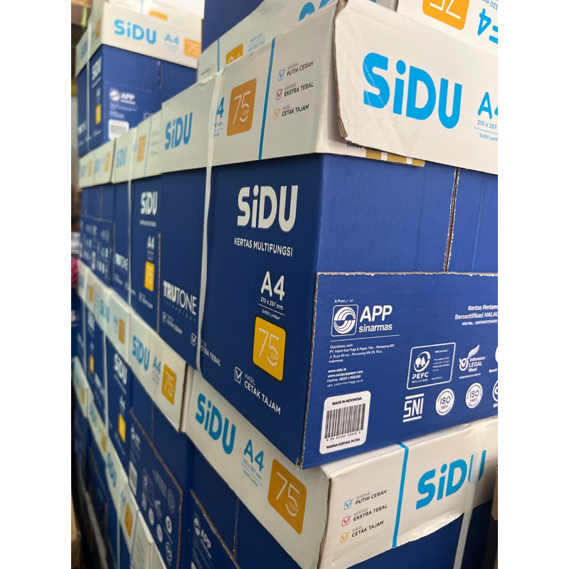 Jual [5 RIM / 1 DOS] KERTAS HVS A4 SIDU 75 GSM , KERTAS HVS SIDU PUTIH ...