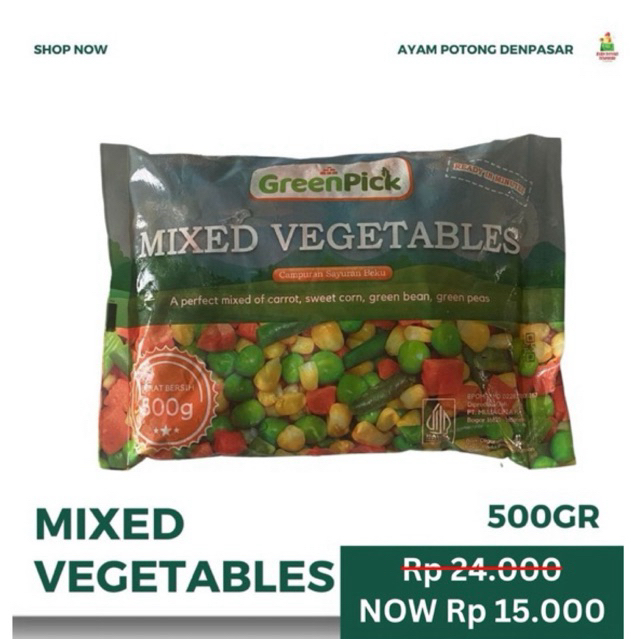Jual GREENPICK MIXED VEGETABLES 500gr | Shopee Indonesia