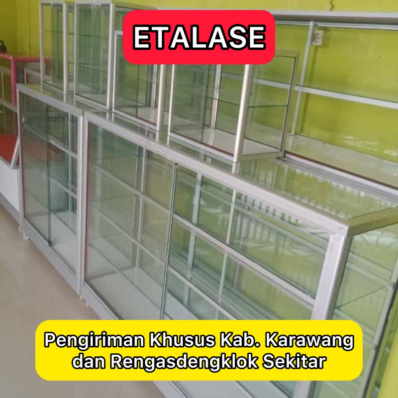 Jual ETALASE KACA TOKO 1 METER 1,5 METER RODA KARAWANG / ETALASE KACA ...