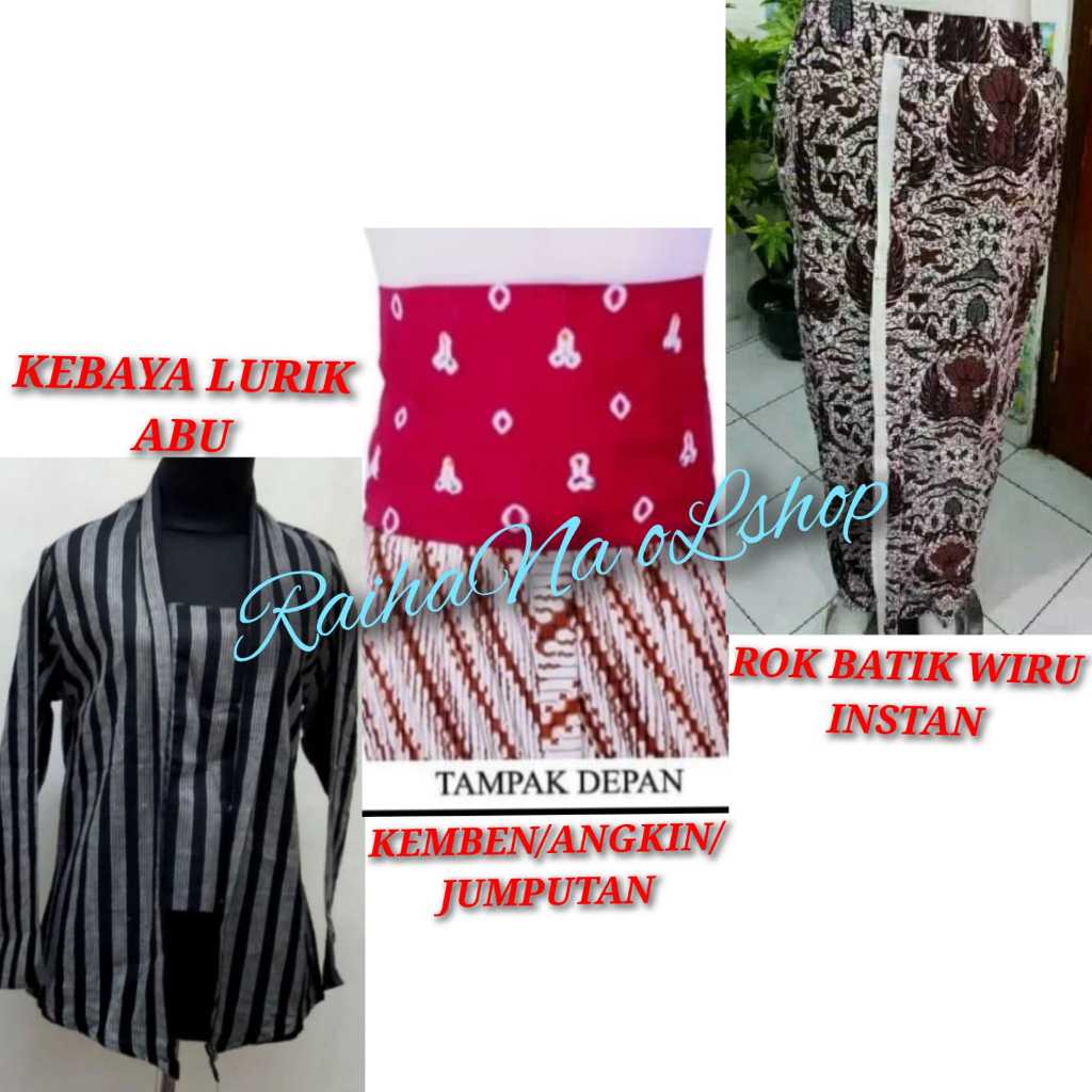 Jual BAJU ADAT JAWA PEREMPUAN/CEWE/WANITA | KEBAYA LURIK ABU + ROK BATIK WIRU INSTAN + KEMBEN ...
