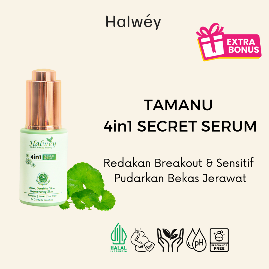 Jual Halwey Tamanu 4in1 Secrets Serum, 15ml (1 Serum dengan 4 manfaat ...