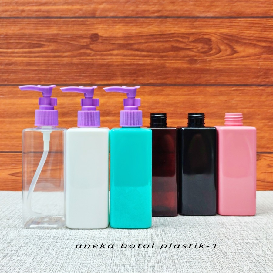 Jual Botol Pump 250 Ml / Botol Plastik Pet 250 Ml Kotak Parian Warna / Botol 250ml Pump Clip ...