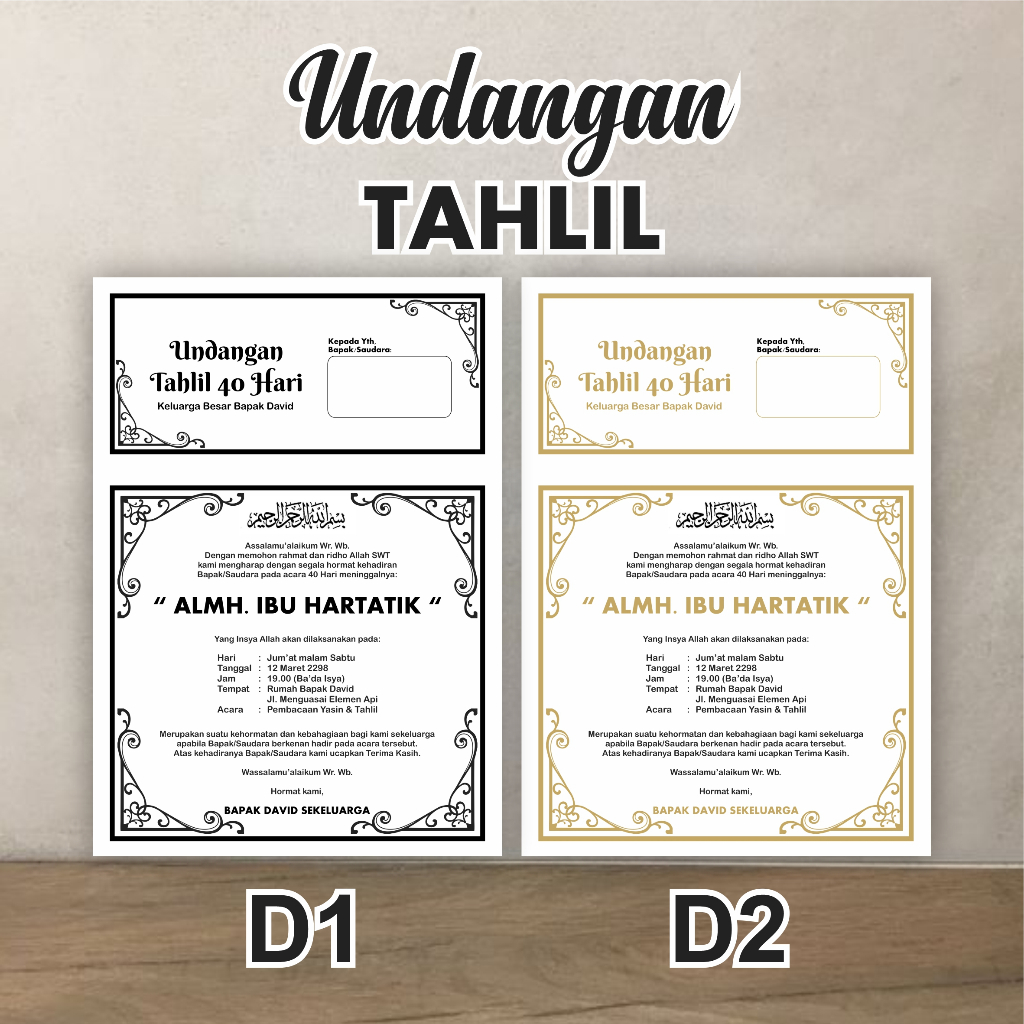 Jual Cetak Undangan Tahlil, Undangan Tahlilan, Undangan Kenduri ...