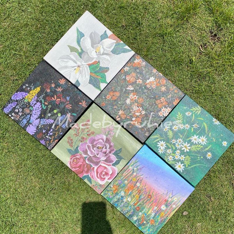 Jual Lukisan Canvas Flower Series 20x20 ||MadebyRuhies || lukisan asli ...