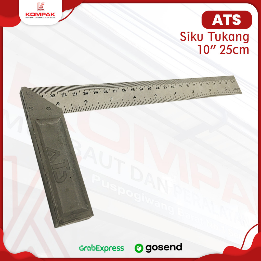 Jual ATS Penggaris Siku 25 cm / Siku Tukang | Shopee Indonesia