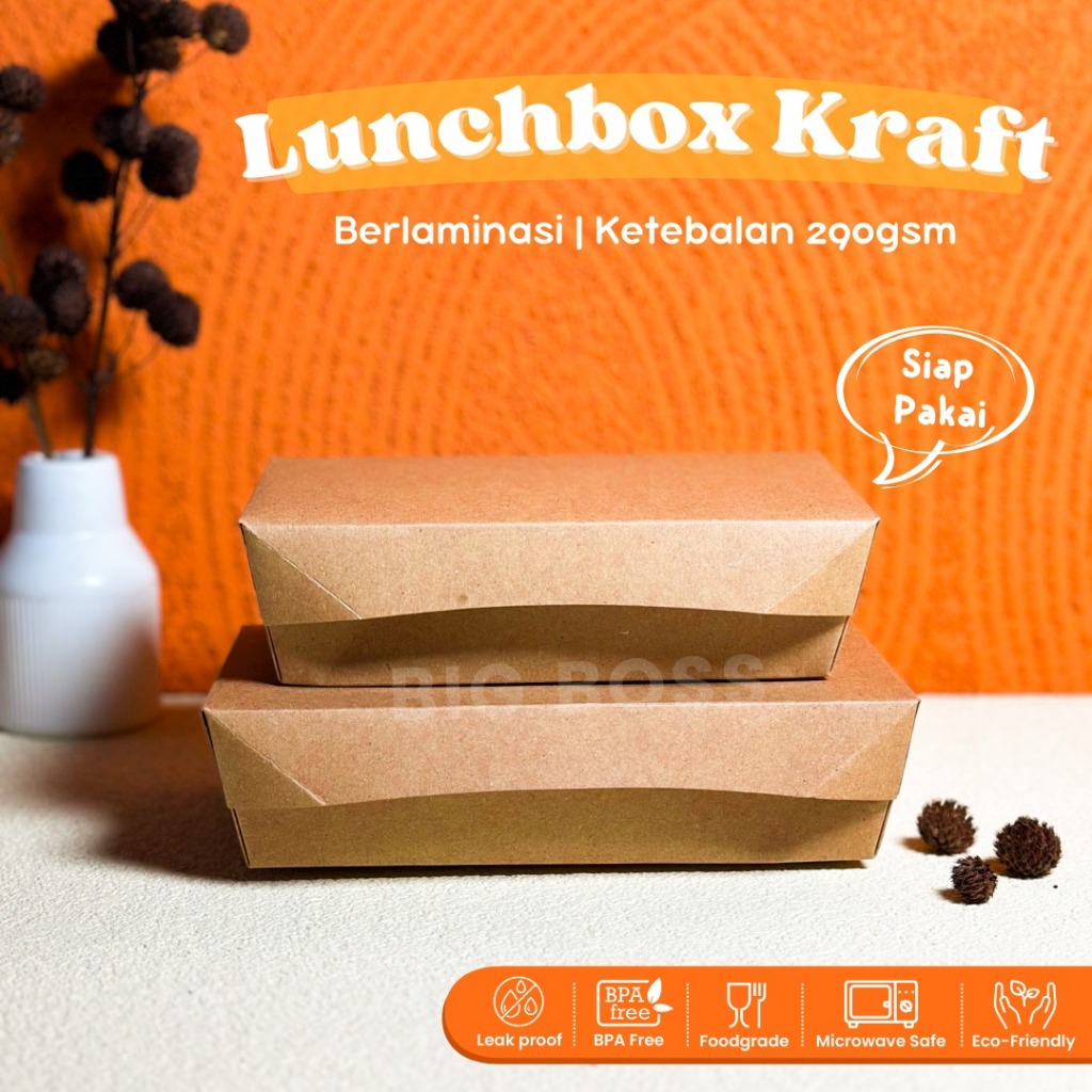 Jual Paper Lunch Box Laminasi Siap Pakai Food Grade / Kotak Makan Kertas Forming Tanpa Rakit ...