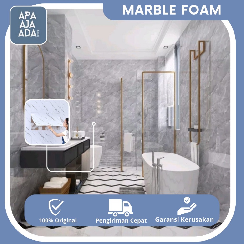 Jual wallpaper dinding marble 60cmx30cm/wallfoam marble/stiker marble ...