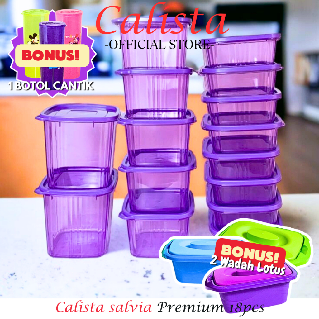 Jual [ CALISTA ] TOPLES PLASTIK CALISTA SALVIA SET ISI 18PCS FOOD ...