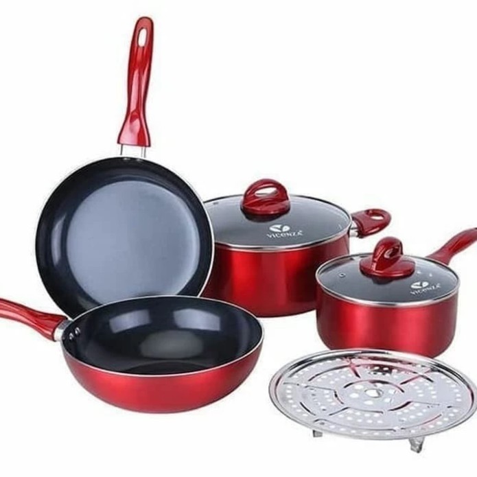 Jual Panci Set vicenza V707 cookware Pan Set 7 Pcs Peralatan Dapur ...
