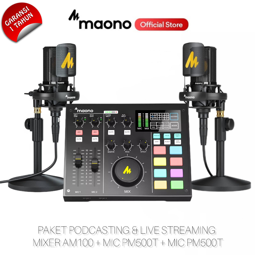 Jual MAONO AM100 Paket Soundcard with Microphone PM500T for Podcasting ...