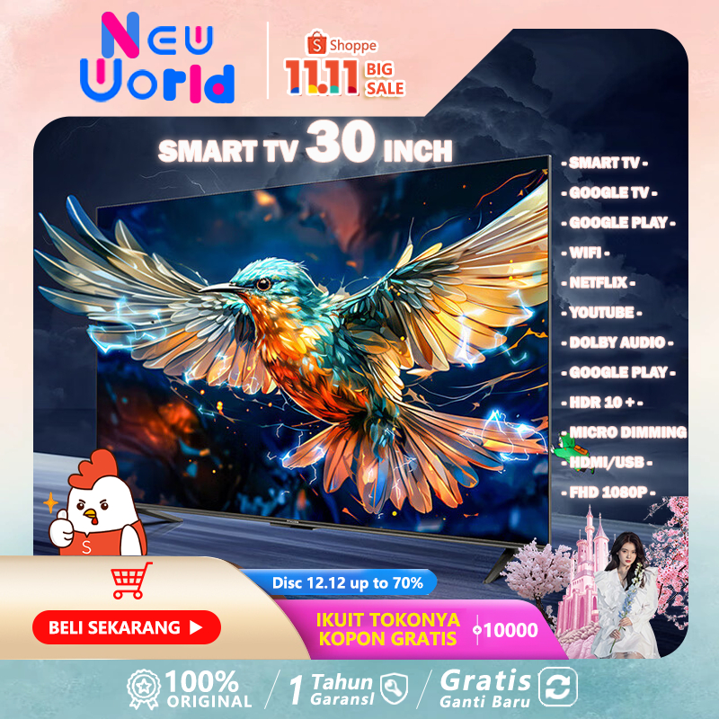 Jual TV Led Smart TV 24/25/26/27/28/30/32 inch Google TV-Android 11.0 ...
