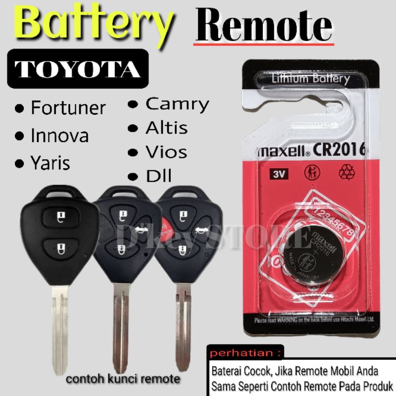 Jual Baterai Battery Batre Batrai Batre Kunci Remote Remot Mobil Toyota ...
