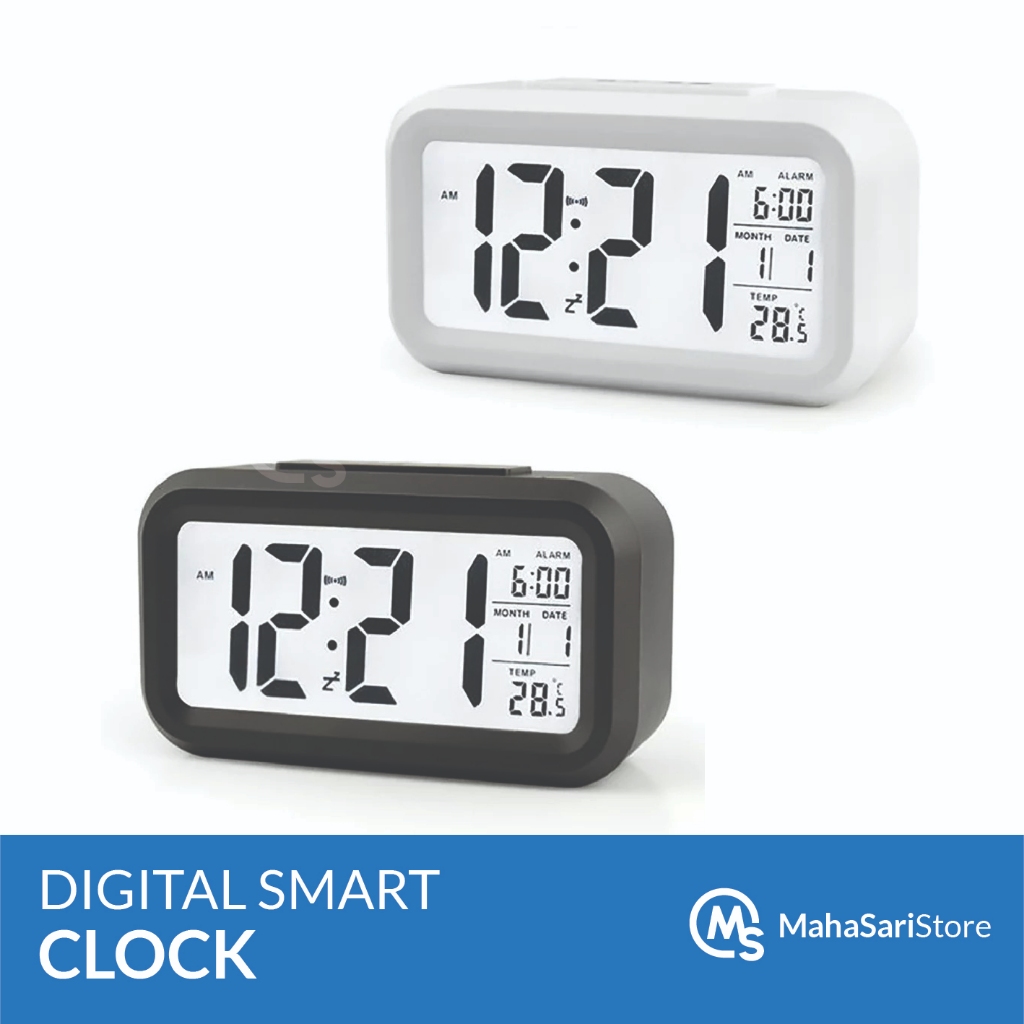 Jual Jam Meja Digital Smart Clock Alarm Tidur Weker Sensor Cahaya Suhu ...