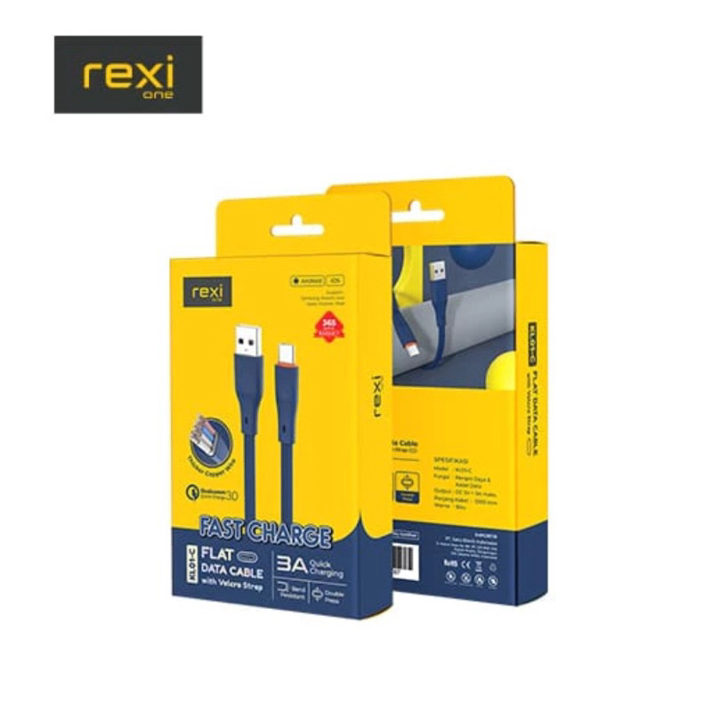 Jual Rexi KL01-C Cable Data Type C Flat 3a Fast Charging , Kabel KL01C ...