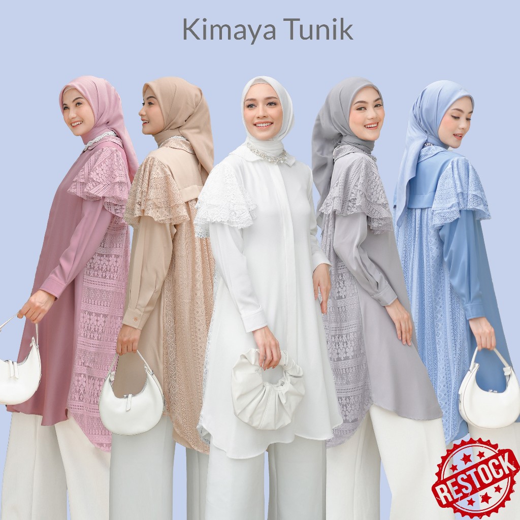 Jual NUNA Kimaya Tunik | atasan top wanita katun lace polos busui rayya ...