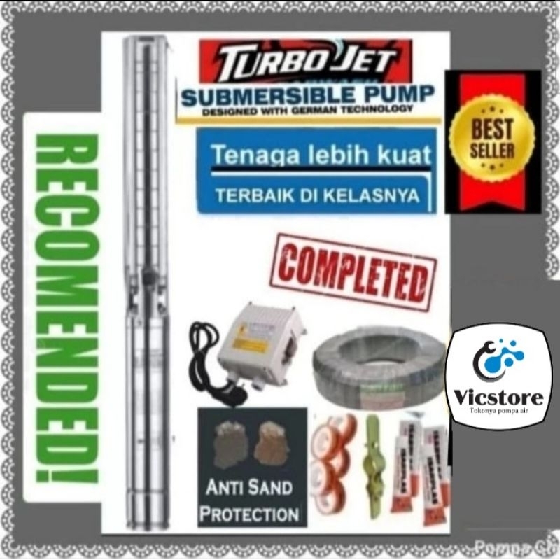 Jual Pompa satelit 2 hp Turbo casing 4inch kipas stainless submersible kabel | Shopee Indonesia