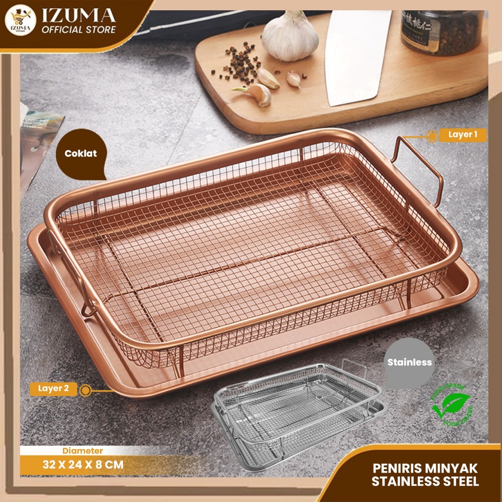 Jual IZUMA SARINGAN MINYAK Cooper Peniris Minyak Baking Tray Saringan ...