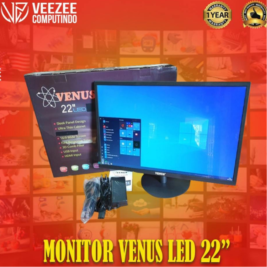 Jual Monitor LED Venus 22 inch VT-2202 Full HD HDMI VGA USB AV WideScreen | Shopee Indonesia