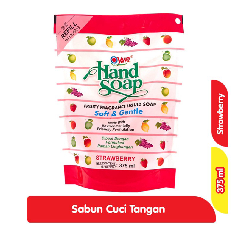 Jual Yuri Hand Soap sabun cuci tangan Strawberry Refill 375 ml | Shopee ...