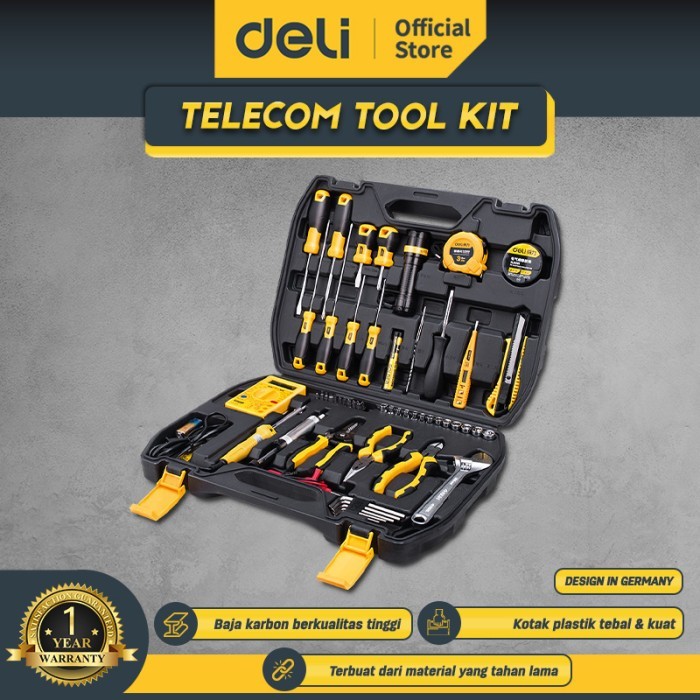 Jual Deli Telecom Tool Kit / Set Perkakas Telekomunikasi 50 Pcs DL1050 ...
