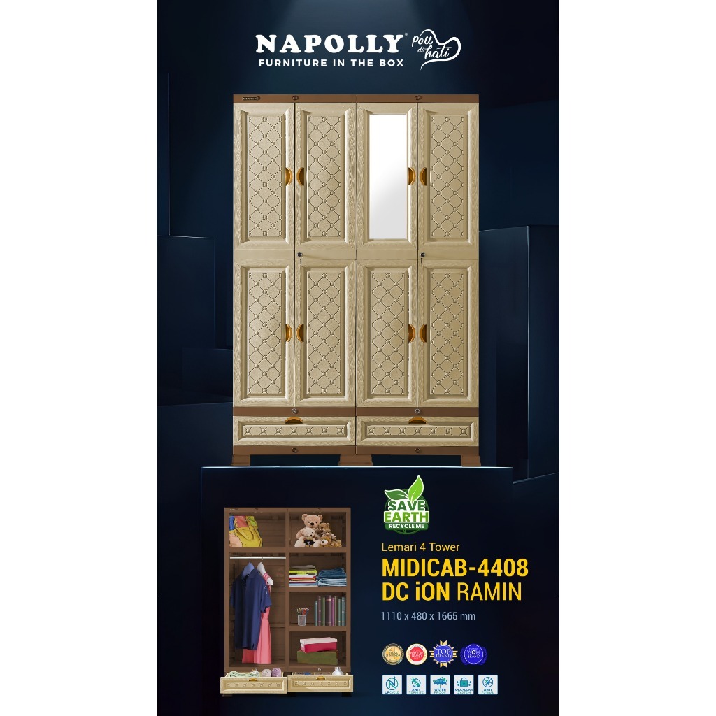 Jual Lemari Plastik NAPOLLY MIDICAB 4 PINTU 4408 DC ION PUMA Gantung ...