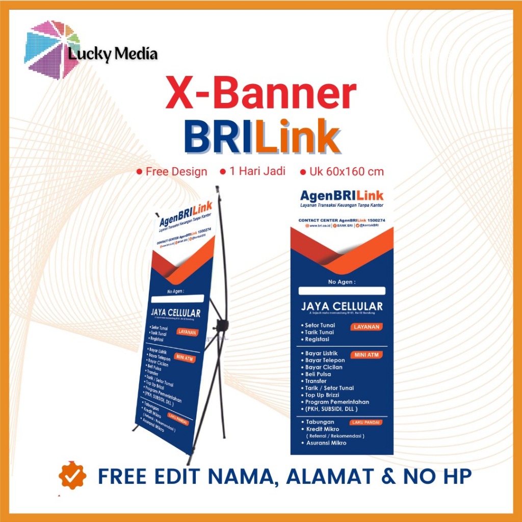 Jual Cetak Spanduk dan X Banner BRILINK Counter BRI Link X-Banner ...