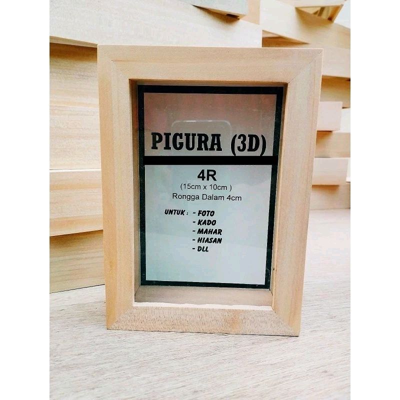 Jual pigura kayu frame 3D 4R 15×10 + kaca acrilik.anti pecah | Shopee ...