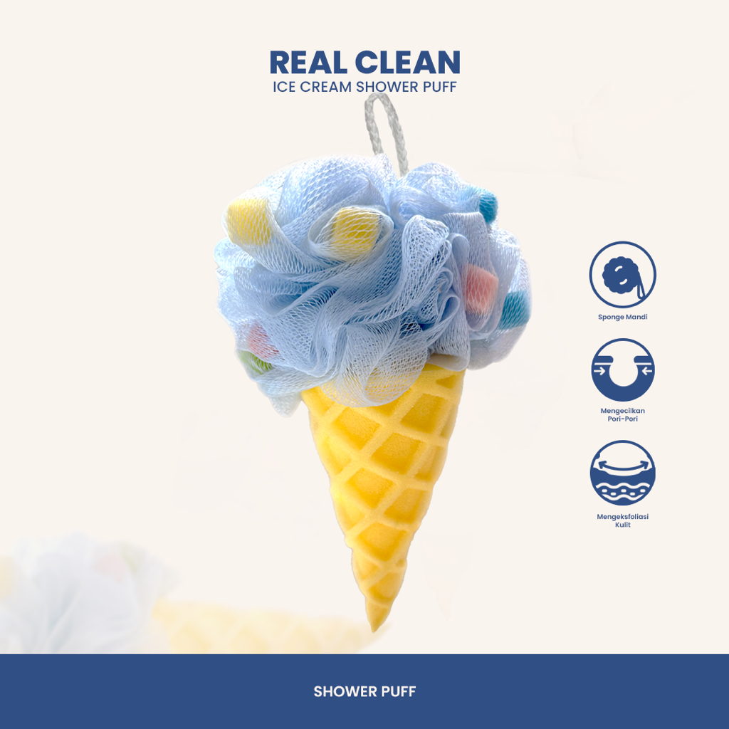 Jual Real Body & Soul Clean Ice Cream Shower Puff - Spons Mandi ...