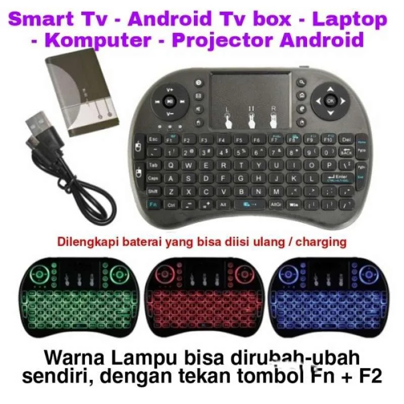 Jual Mini Wireless Keyboard Smart Android Tv Box STB Keyboard Warna ...