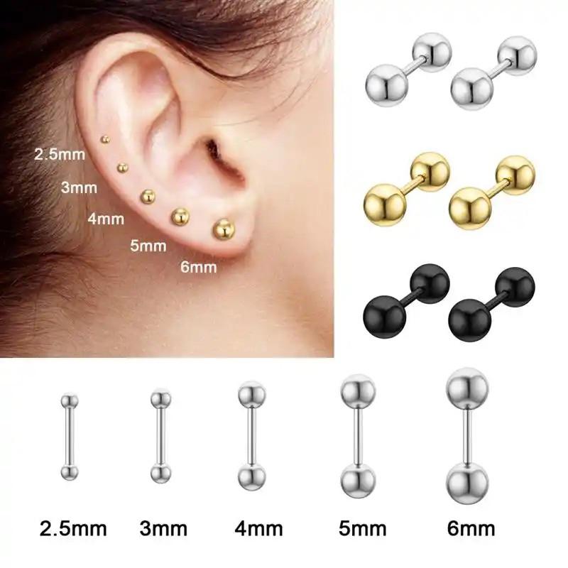 Jual anting barbel earrings piercing stainless steel, piercing untuk ...