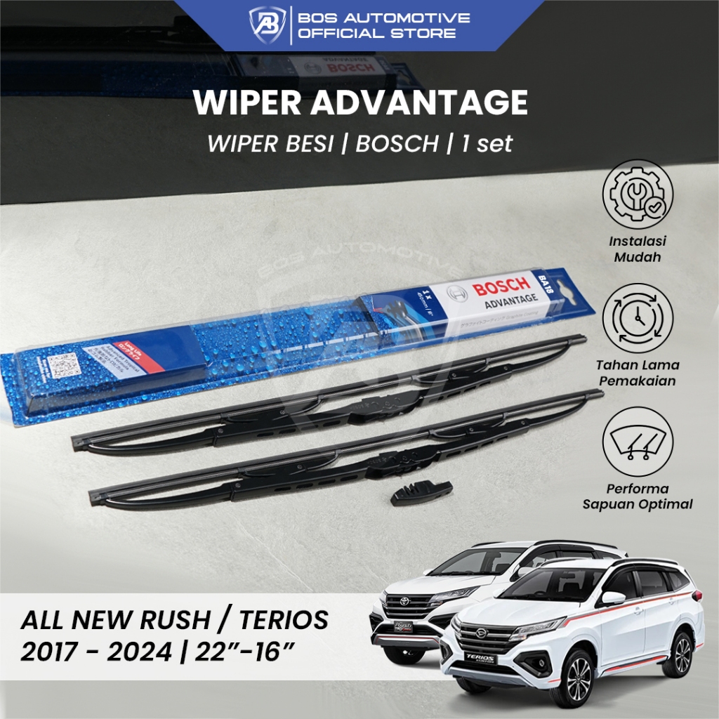 Jual Wiper Blade Bosch Advantage / Besi / Kipas Kaca Depan Mobil ALL NEW RUSH / TERIOS / Frame ...