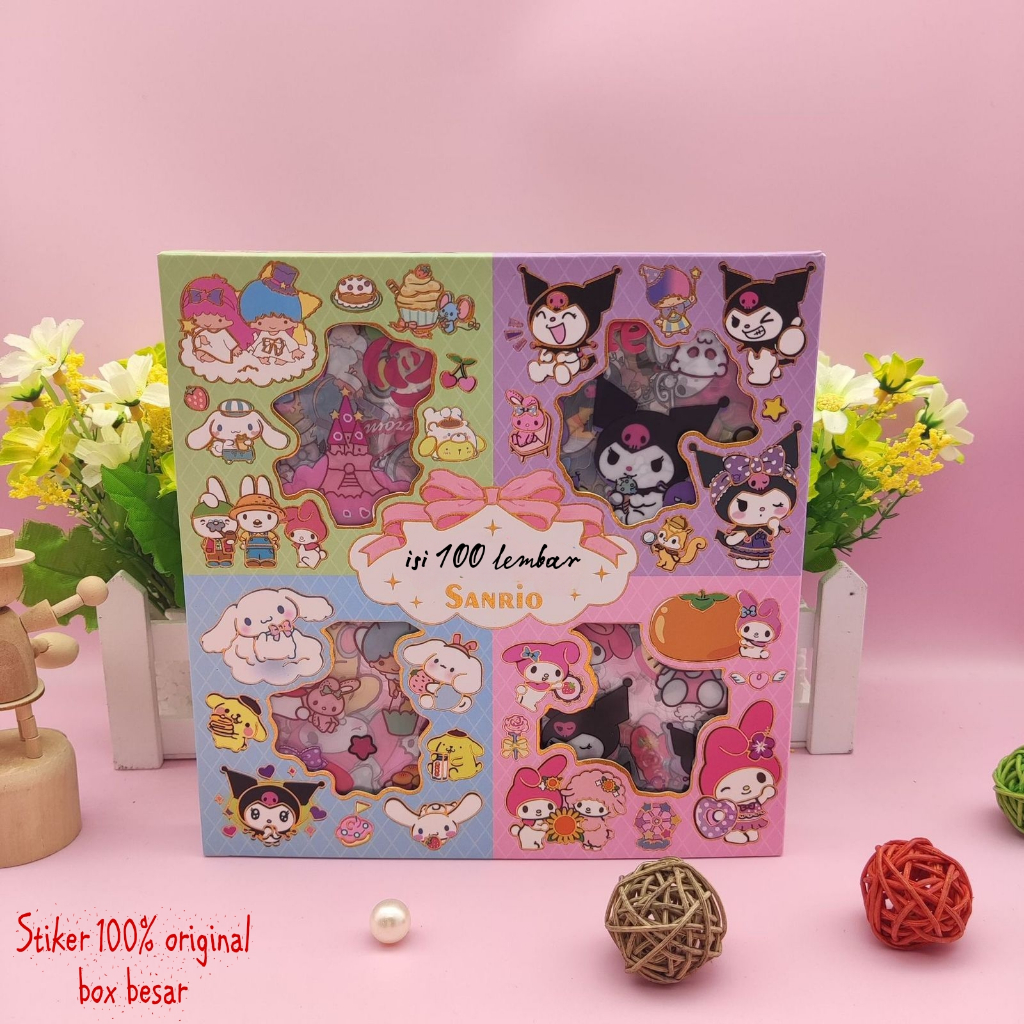 Jual SANRIO STICKER BOX CHARACTER CARTOON STICKER 2D BOX ISI 100 LEMBAR ...