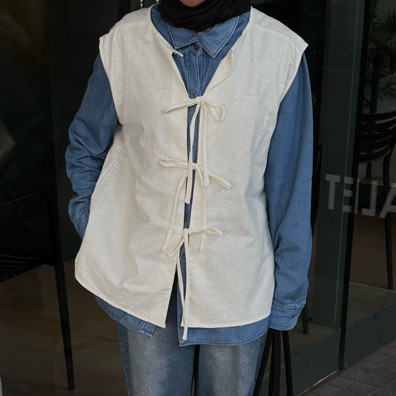 Jual JUNE - Rou Linen Vest - 2 in 1 Vest - Outer - Linen Vest - Rompi ...
