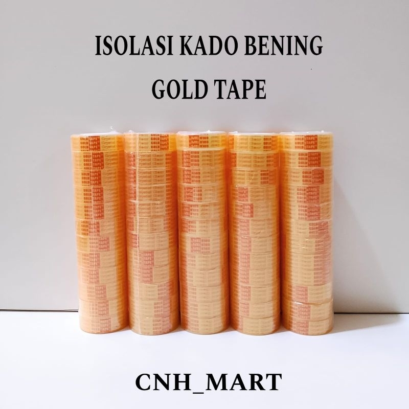 Jual Isolasi Kado Kecil Bening / Solatif Kado Gold Tape Kecil / Isolasi ...
