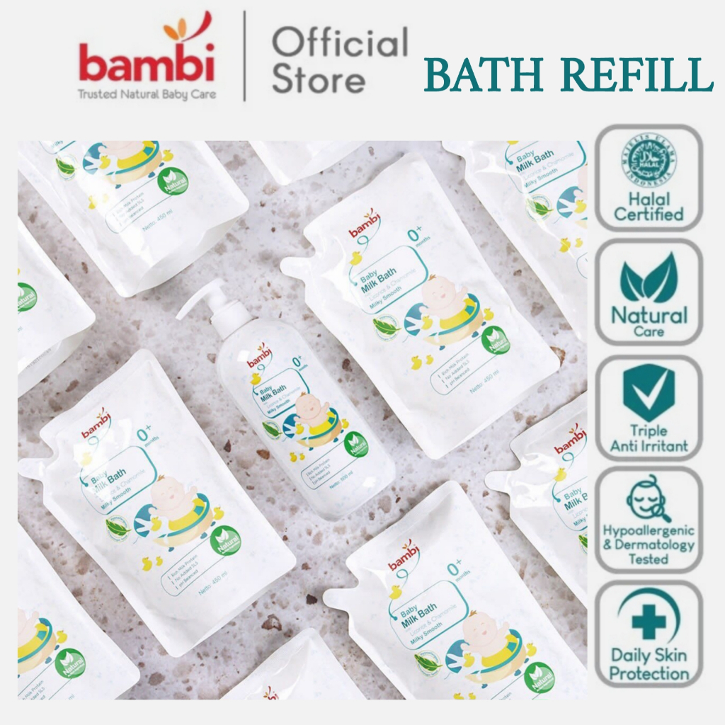 Jual BAMBI Milky Bath 2in1 Refill Sabun Baby - 450 ml - Pouch | Shopee ...