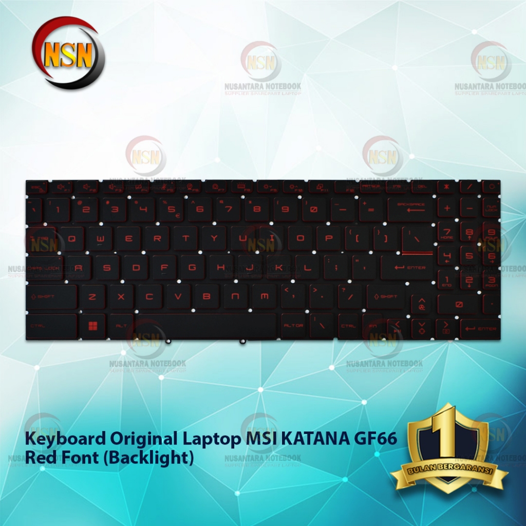 Jual Keyboard Original Laptop MSI Katana GF66 Red Font Backlight (Black ...