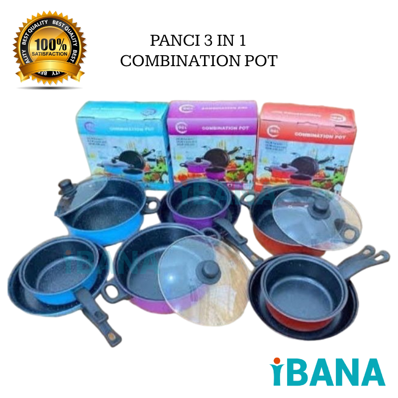 Jual IBANA PANCI SET 3 IN 1 COMBINATION POT 24CM+24CM+18CM / PANCI ...