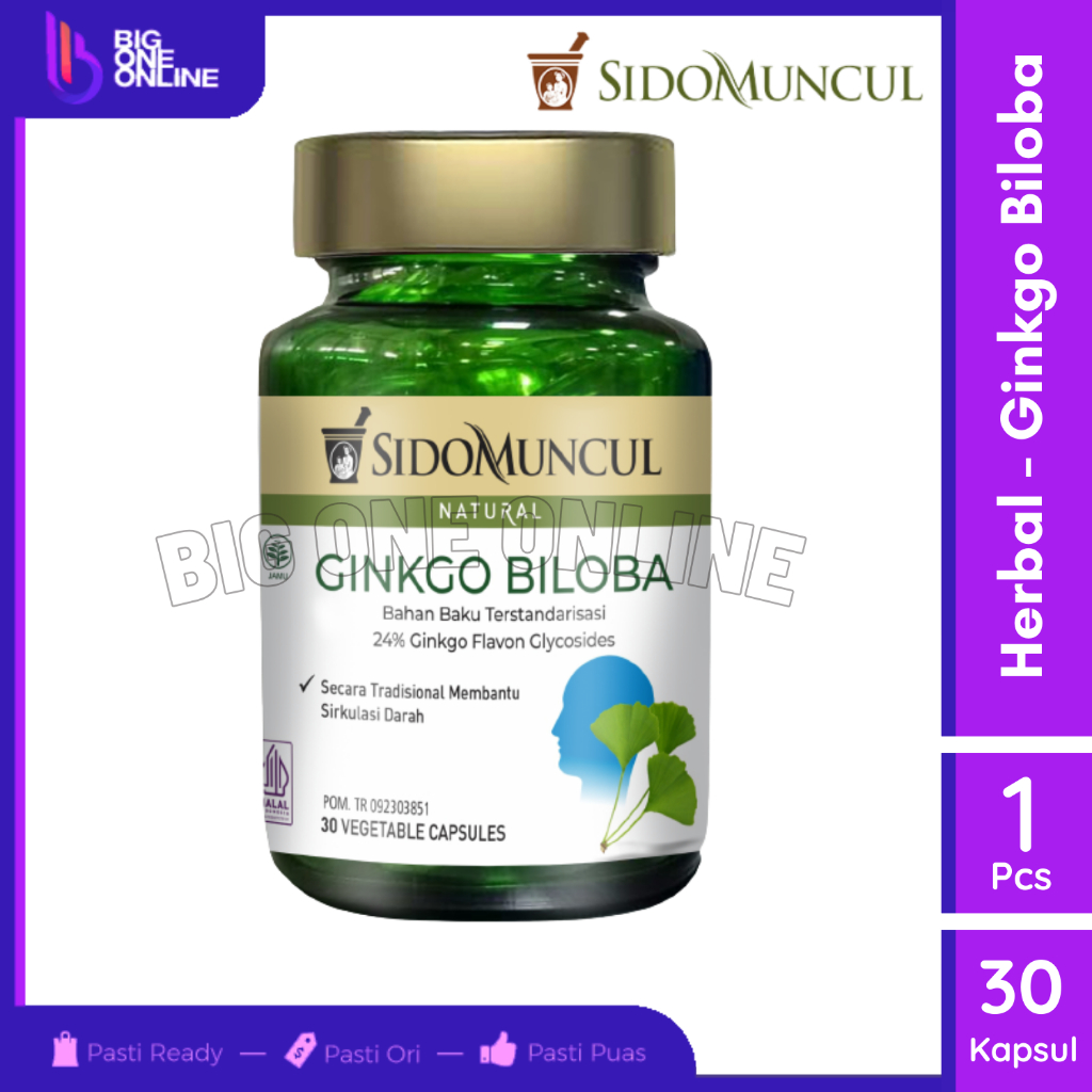 Jual Sido Muncul Herbal Ginkgo Biloba 30 Kapsul - Daya Ingat ...