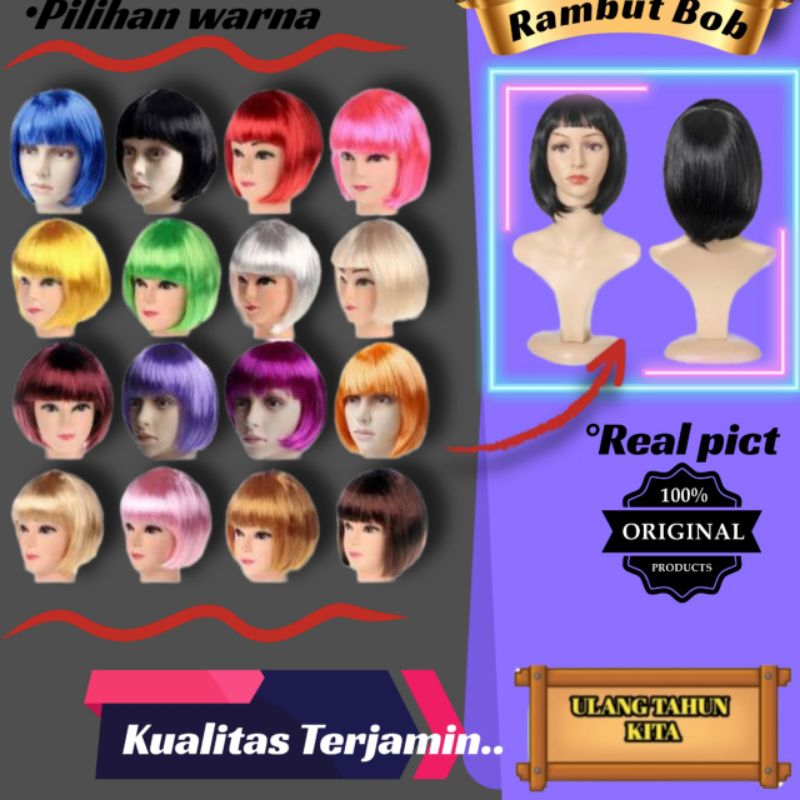 Jual Wig rambut Bob,Wig rambut pendek,wig rambut lurus,wig rambut palsu ...