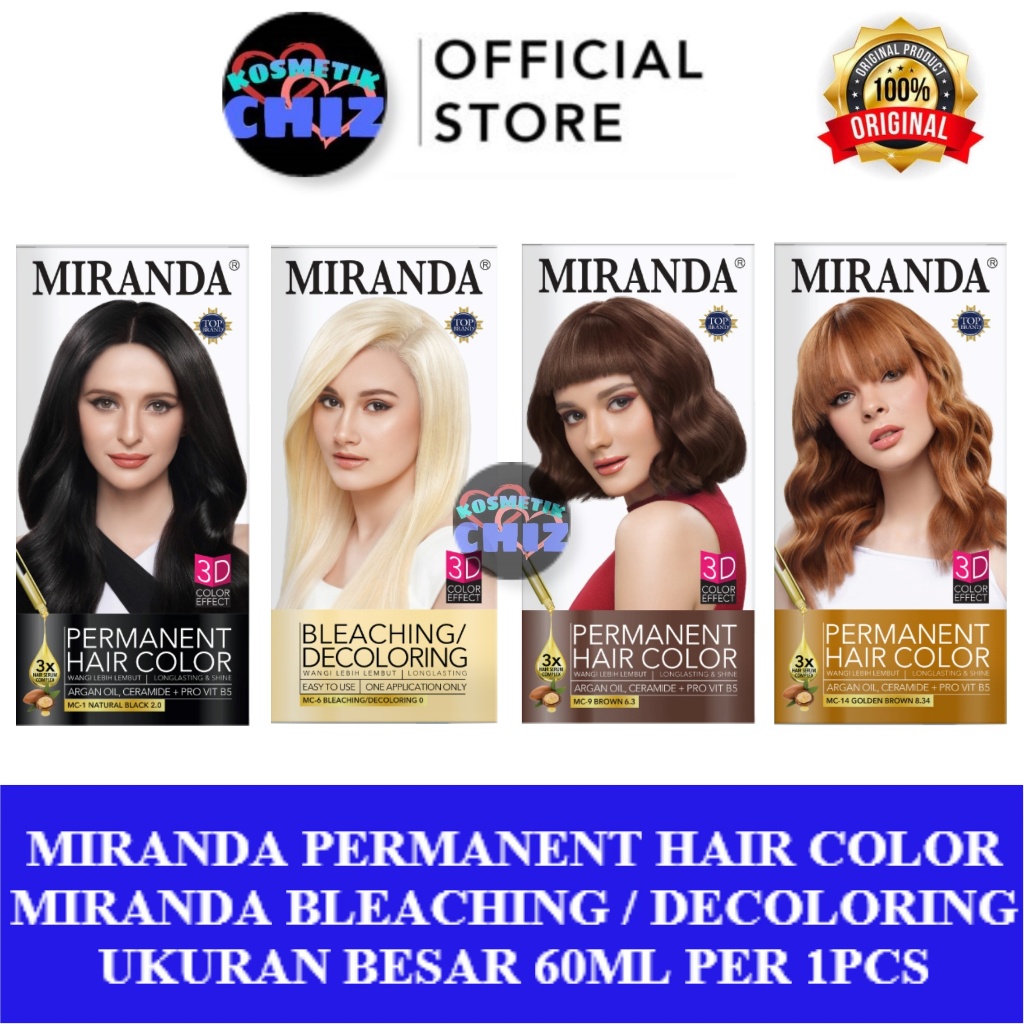 Jual [BESAR] MIRANDA Cat Pewarna Rambut Permanen Hair Color 60ml ...