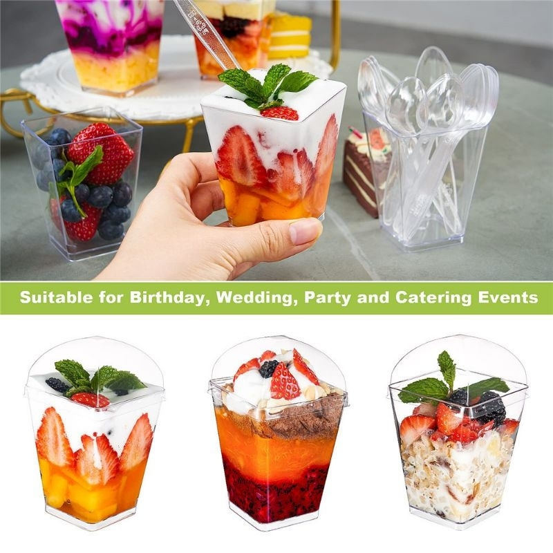 Jual 10 Set Premium Pudding Cup Jelly Cup persegi Arkilik Tebal 150ml ...