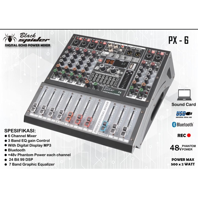 Jual Power Mixer BlackSpider Power Mixer Black Spider PX 6 / Power ...