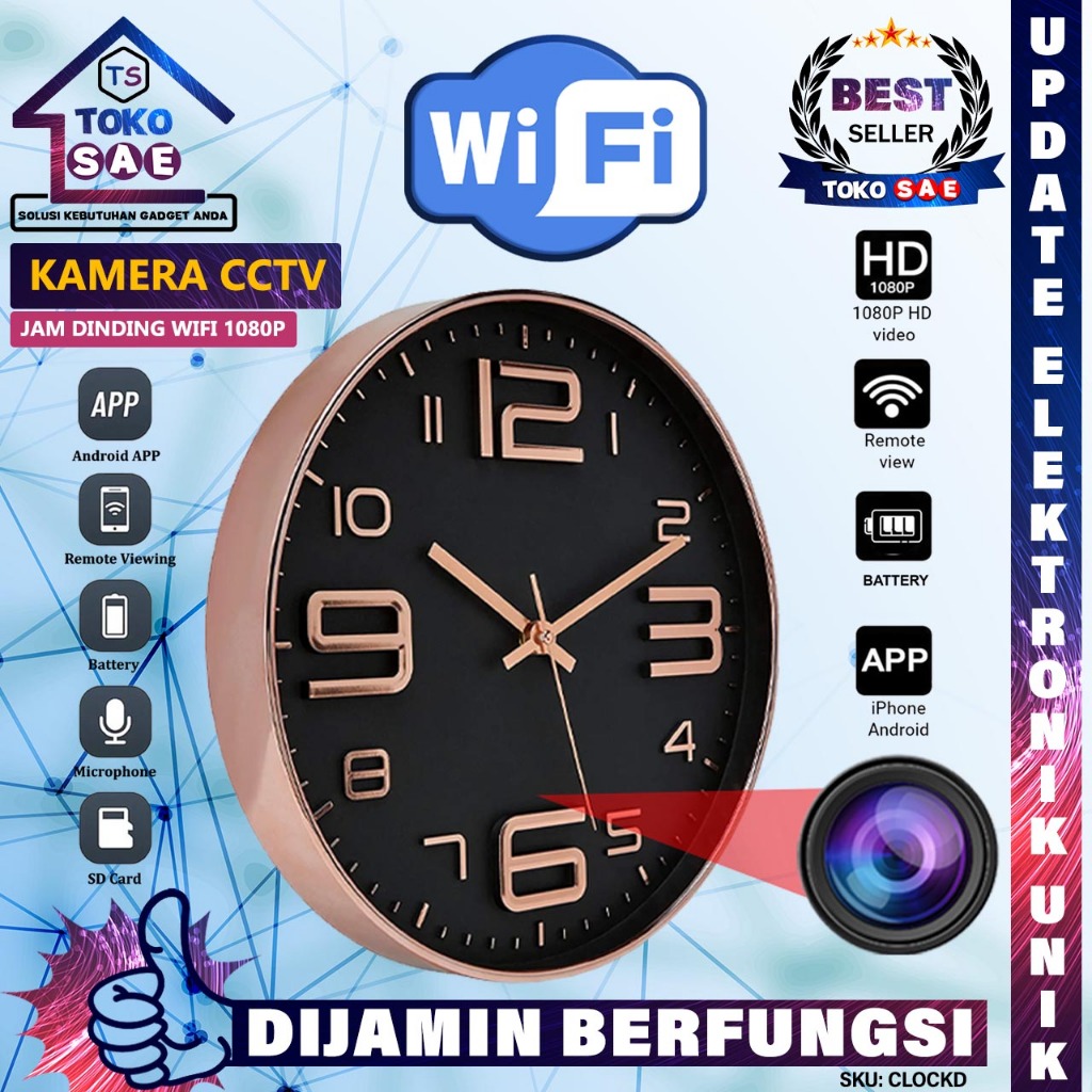 Jual Camera Spy Ip Camera CCTV WIFI Wall Clock Jam Dinding Spy Cam ...