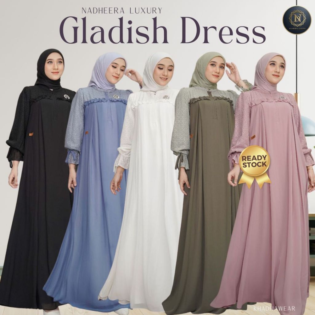 Jual [BISA COD] GLADISH DRESS NADHEERA LUXURY gamis couple gladis nadhera terbaru 2024 lebaran ...