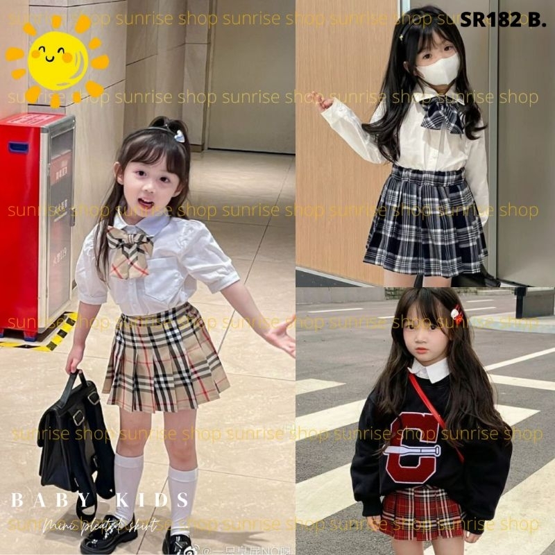 Jual SR182 B-ROK MINI LIPAT KOTAK ANAK MINI PLAID PLEATED BABY KIDS ...