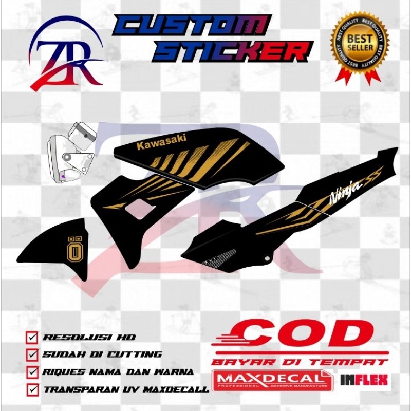 Jual Sticker striping ninja kis custom body hitam variasi zebra ...