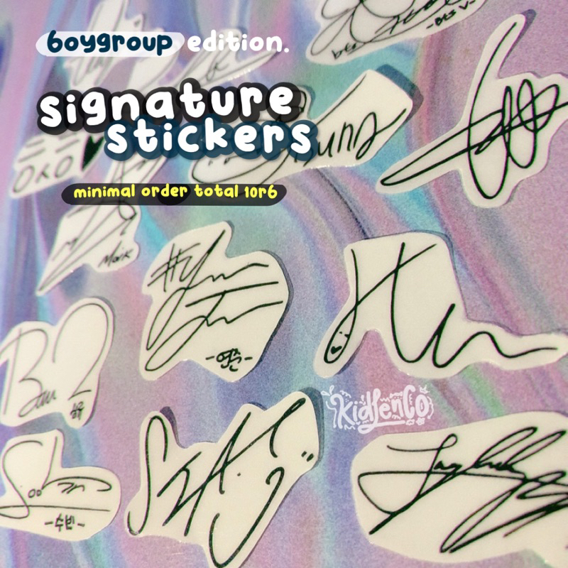 Jual boygroup signature sticker set ♡ stiker transparan ttd tandatangan ...