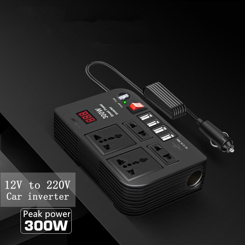 Jual Power Inverter Mobil DC 12V to AC 220V 300W 4 USB Port - E8982 ...