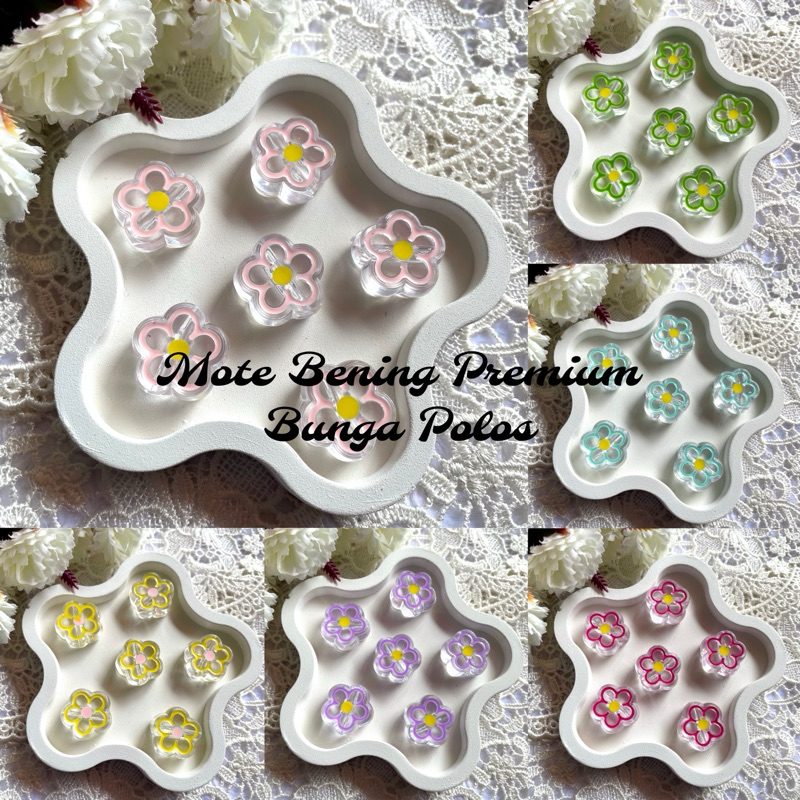 Jual 1pcs/ Mote Korea Kaca Akrilik Premium Bunga Polos, Manik Bening ...
